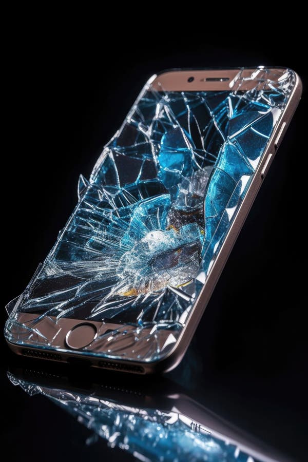 Broken Smartphone Screen with Cracks and Shattered Glass Stock ...