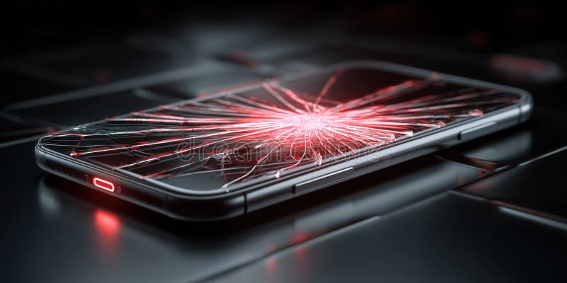 Broken Smartphone Screen, Damaged Device, Technology Failure, Glowing ...