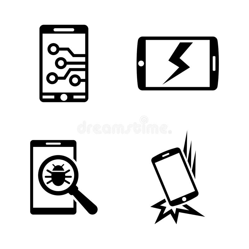 Broken Smartphone, Phone. Simple Related Vector Icons Stock ...