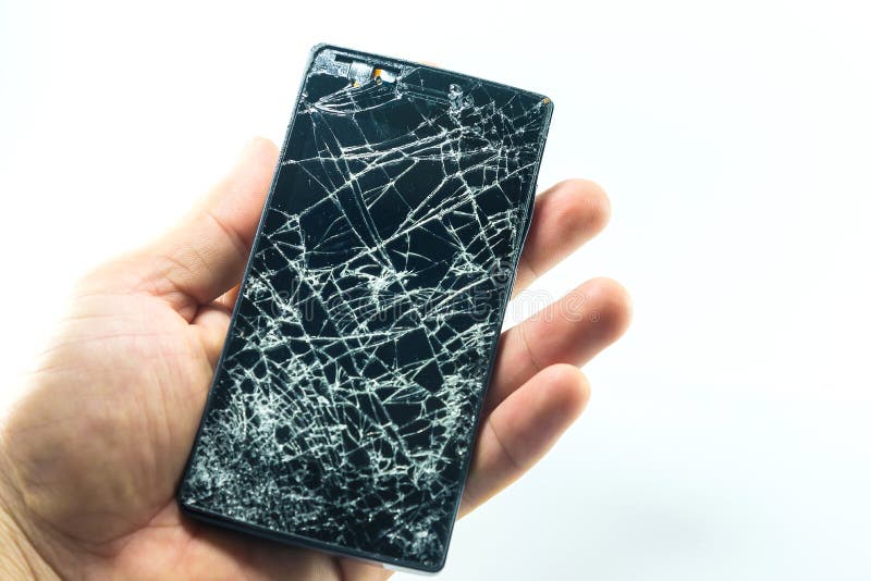 Smartphone Drop To Floor Screen Damage Broken White Background Stock ...