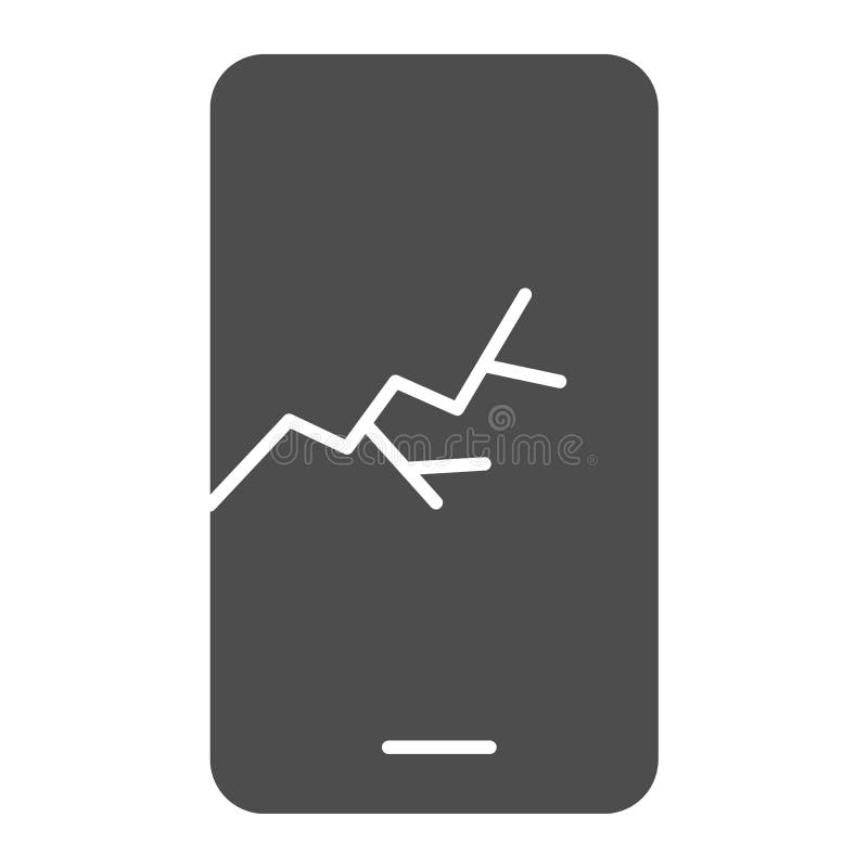 Broken Smartphone Solid Icon. Phone Display, Device with Cracked Touch ...