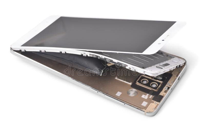 Broken Smartphone with Swollen Battery Stock Image - Image of damaged ...