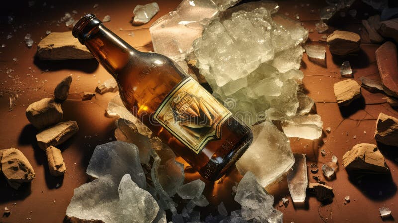 Broken smashed beer bottle stock illustration. Illustration of sharp ...