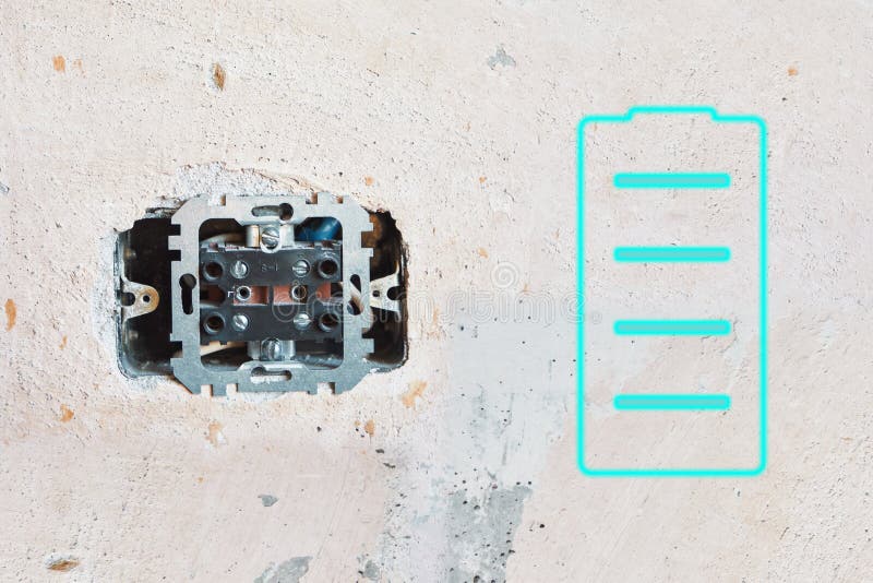 Broken Socket in Concrete Wall Stock Photo - Image of equipment ...