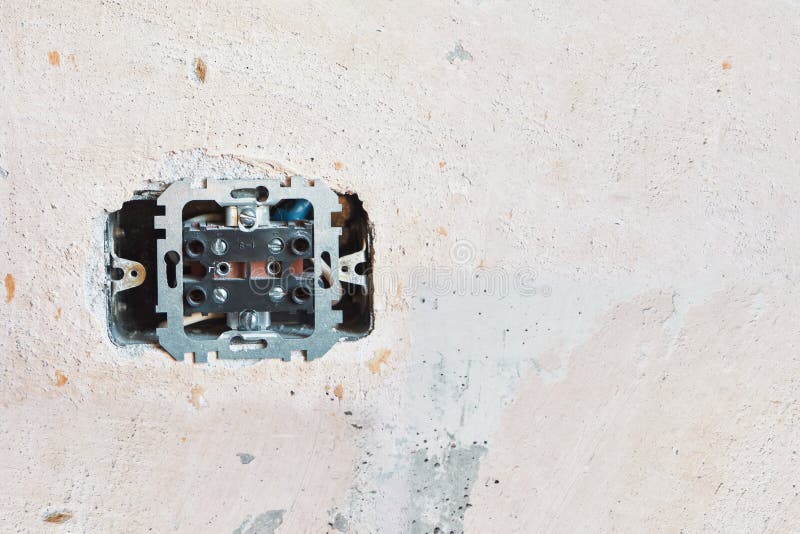 Broken Socket in Concrete Wall Stock Photo - Image of installation ...