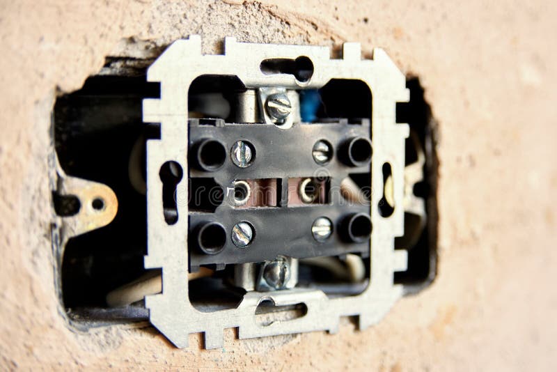 Broken Socket in Concrete Wall Stock Photo - Image of switch ...