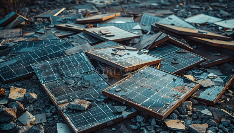 A Broken Solar Panel, a Torn Panel Mount Lie on the Ground ...