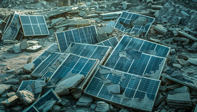 A Broken Solar Panel, a Torn Panel Mount Lie on the Ground ...