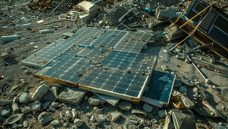 A Broken Solar Panel, a Torn Panel Mount Lie on the Ground ...