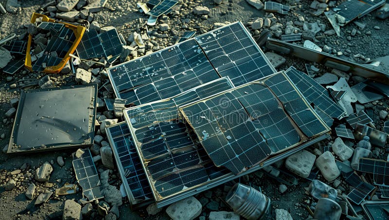 A Broken Solar Panel, a Torn Panel Mount Lie on the Ground ...