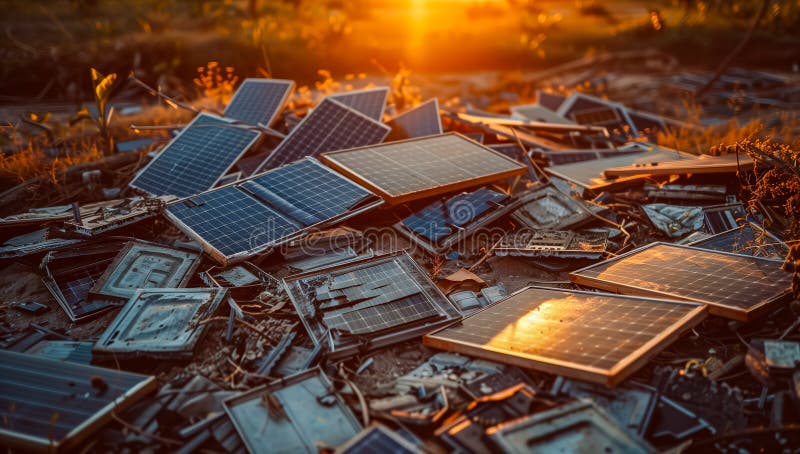 A Broken Solar Panel, a Torn Panel Mount Lie on the Ground ...