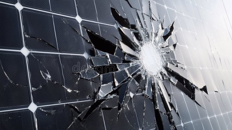 Broken solar panels stock illustration. Illustration of danger - 329675318