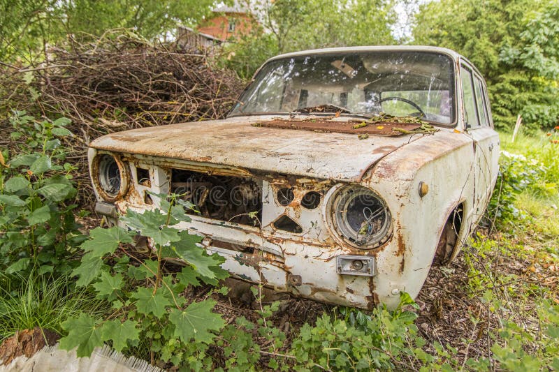 Broken Soviet Motor Vehicle VAZ 2101, Old Car Lada in the Yard ...