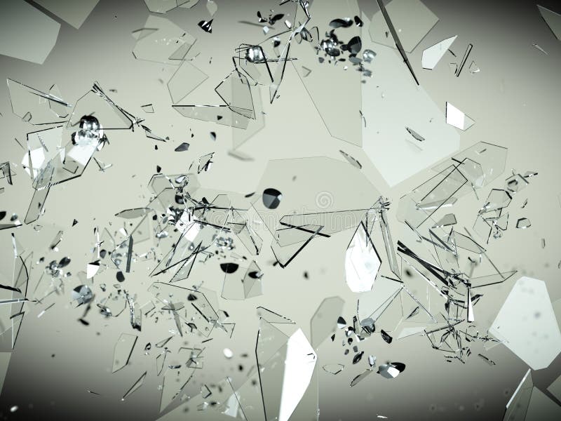 Splitted or Broken Glass Pieces on White Stock Illustration ...