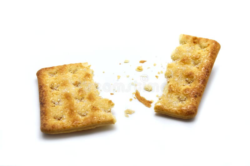 Broken Square Crackers Biscuits Isolated on White Background. Stock ...