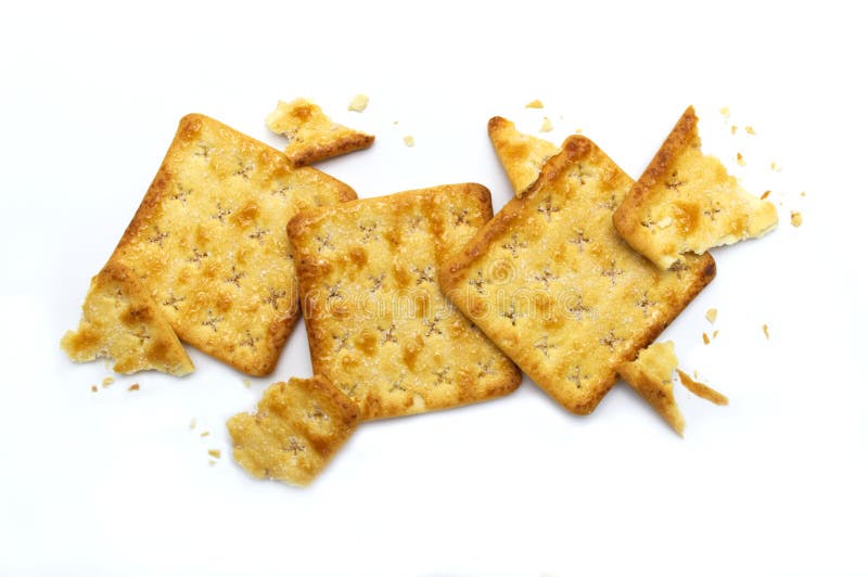 Broken Square Crackers Biscuits Isolated on White Background. Stock ...