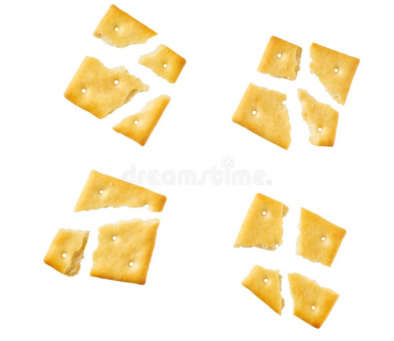 Broken Square Crackers Isolated on White Background, Top View Stock ...