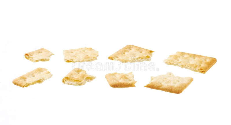Broken Square Water Crackers Isolated on White Background Stock Image ...