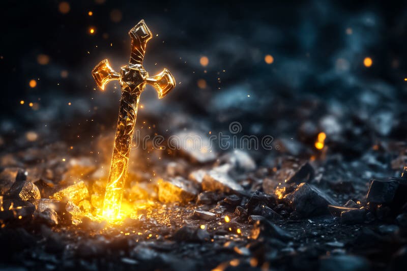 A Broken Staff Emits a Soft Glow while Resting on a Dark Surface ...