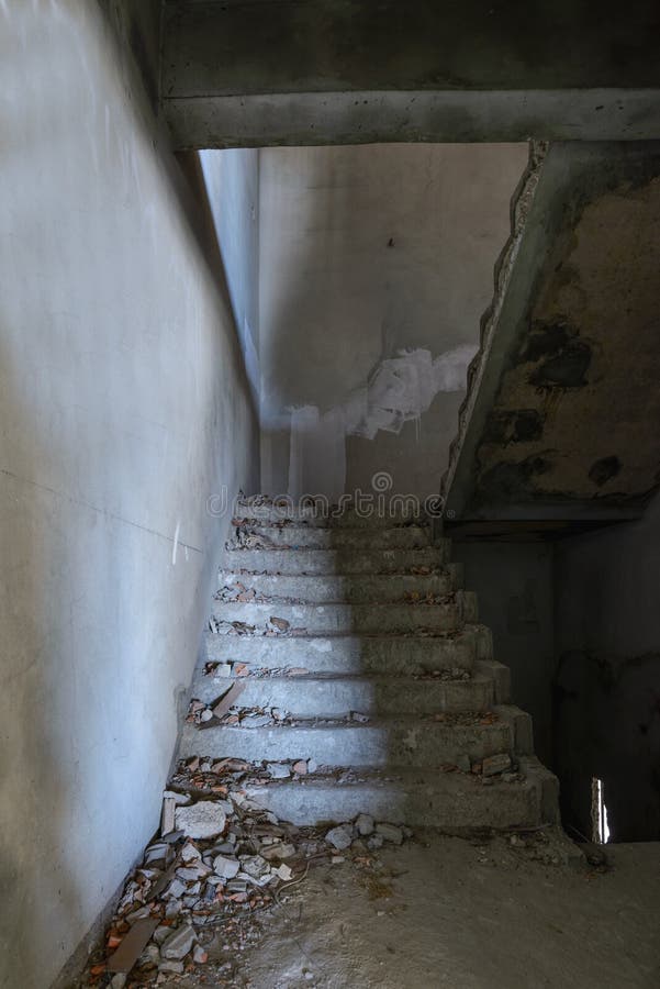 Old Broken Stair Railing in Dilapidated House Stock Image - Image of ...