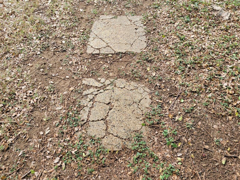 Broken Stepping Stones in Path in the Grass Stock Photo - Image of ...