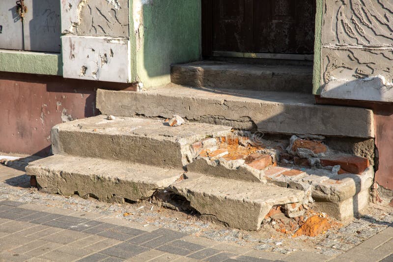 Broken Steps Made from Concrete and Bricks Stock Image - Image of ...