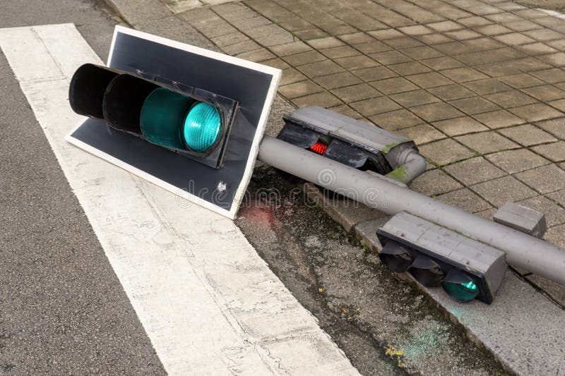 A Broken but Still Working Traffic Light Stock Photo - Image of ...