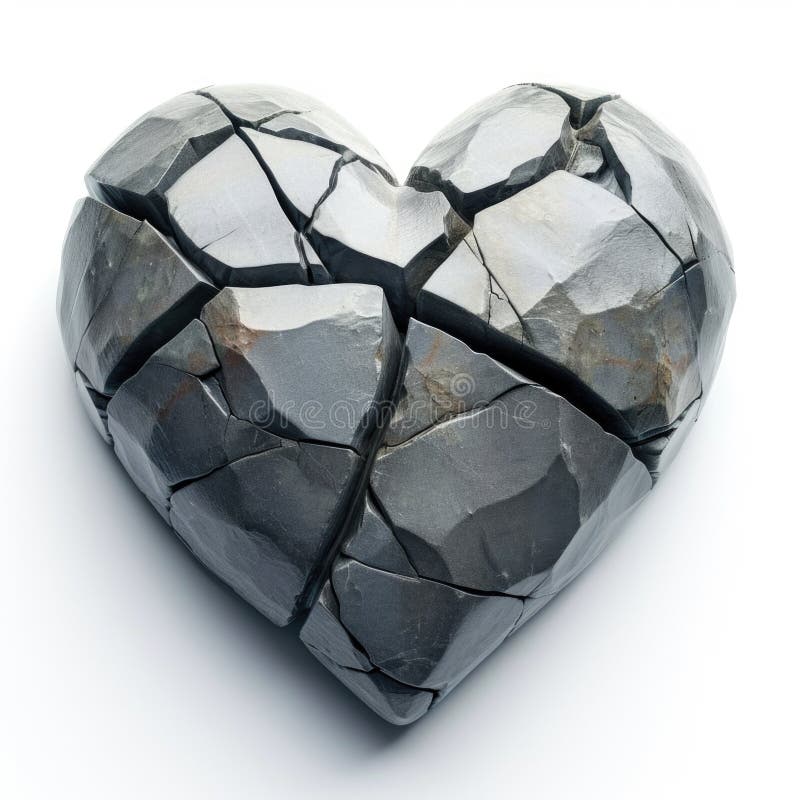 A Broken Stone Heart on a White Surface Stock Photo - Image of rough ...
