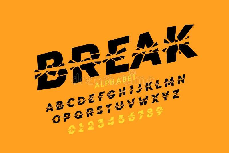 Broken style font stock vector. Illustration of letters - 210103609
