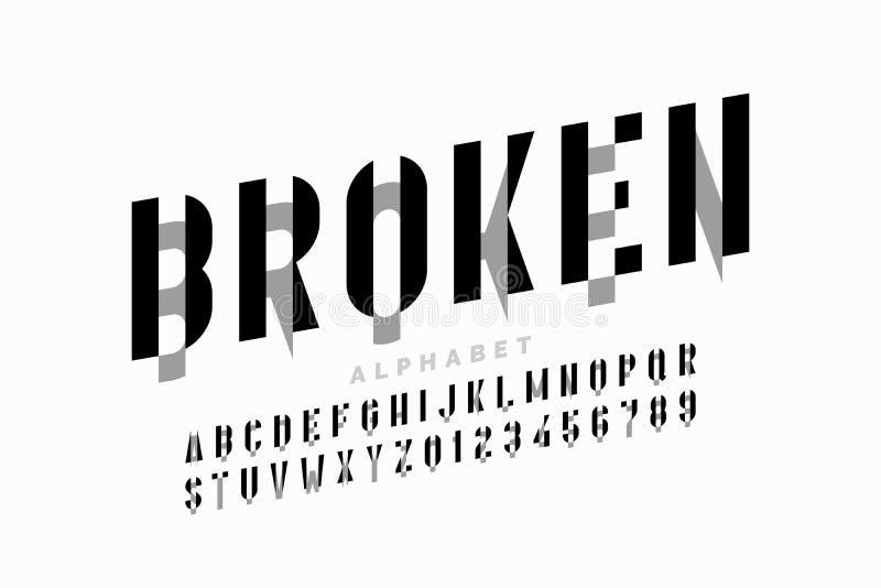 Broken style modern font stock vector. Illustration of injury - 188273338