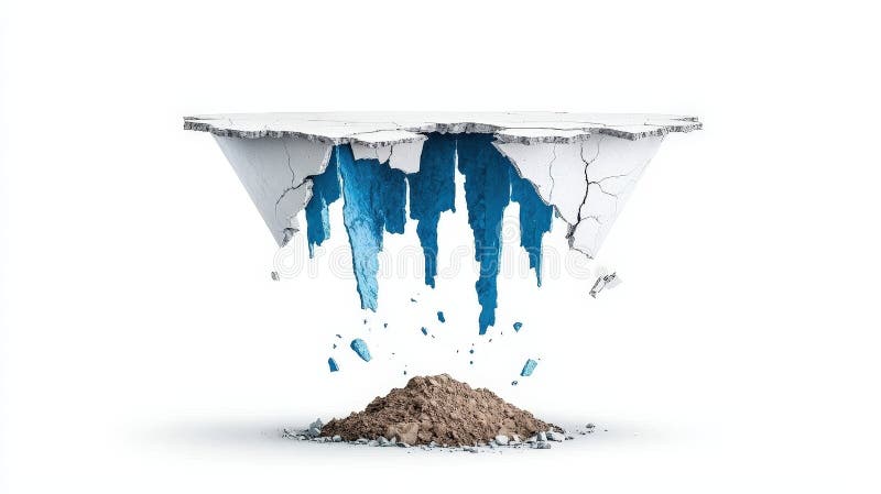 Broken Surface with Cracked Edges and Falling Soil, Creative Abstract ...