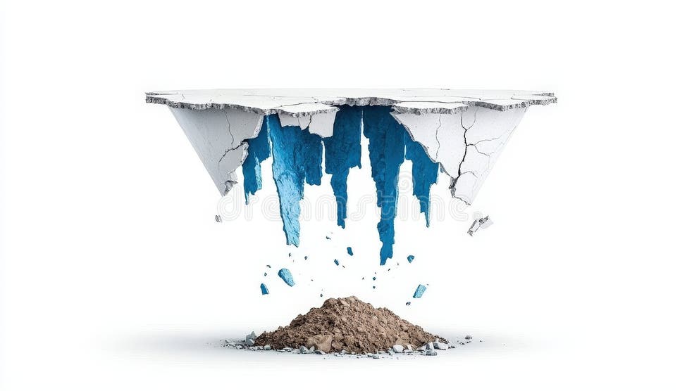 Broken Surface with Cracked Edges and Falling Soil, Creative Abstract ...