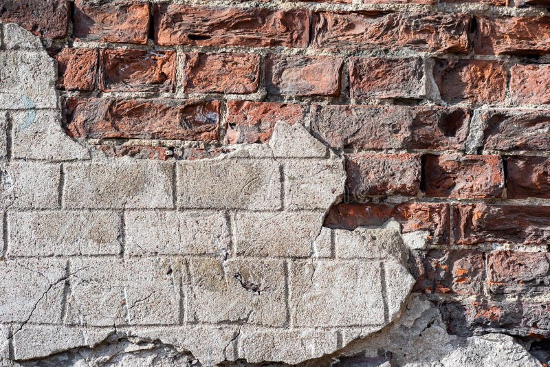 Broken Brick Wall with an Old Window Sill Stock Image - Image of house ...