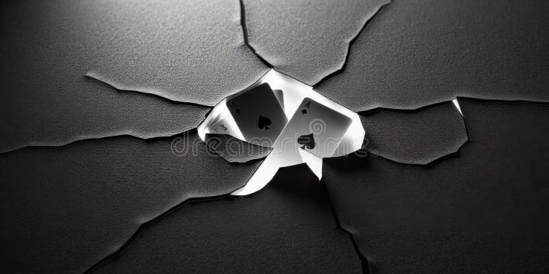 Broken Surface Reveals Playing Cards Peeking through in a Creative ...