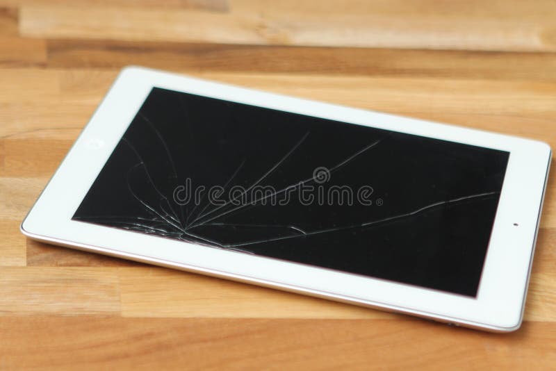 Broken Tablet with Broken Glass, in Need of Repair Stock Image - Image ...