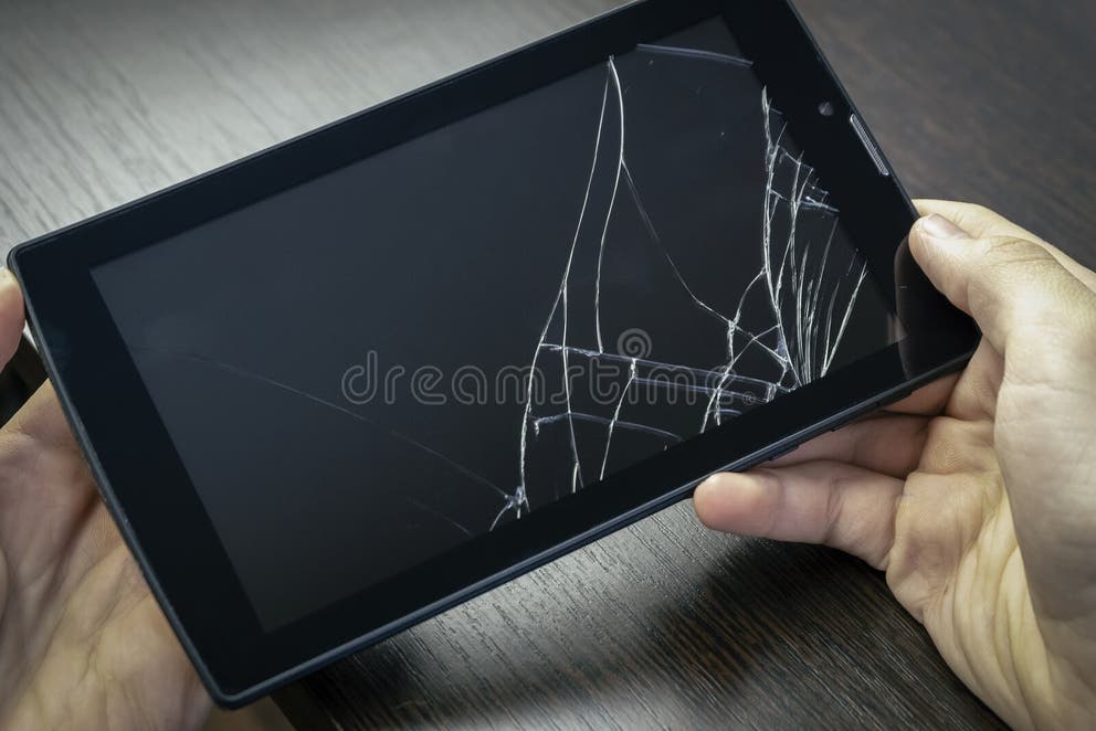 Broken Tablet Screen. Cracks on the Tablet Stock Image - Image of closeup, crushed: 138515937