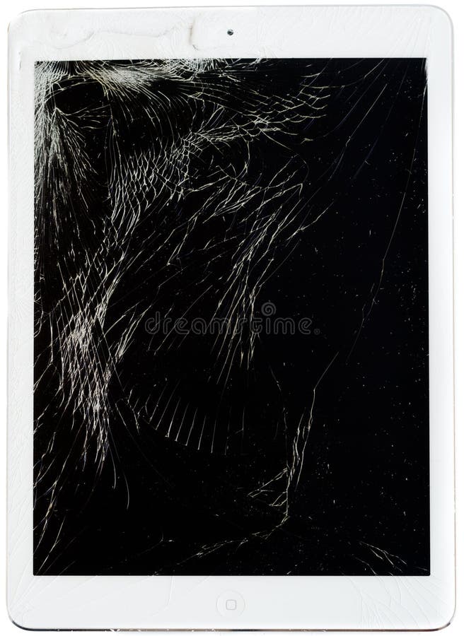 Cracked screen on tablet editorial image. Image of glass - 50789705
