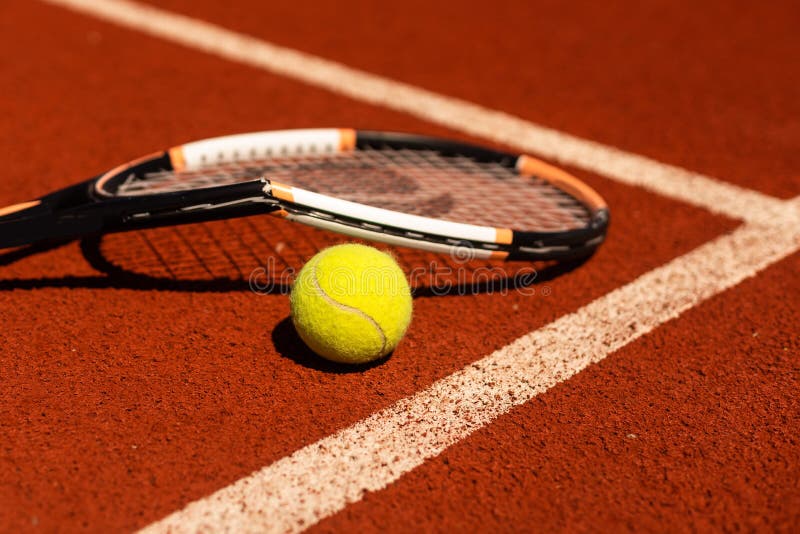 A Broken Tennis Racket Blue Tennis Court. Stock Photo - Image of match ...
