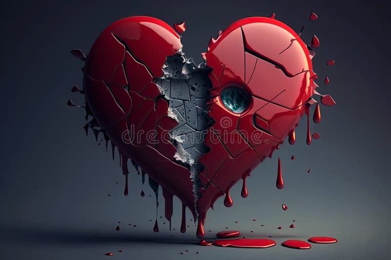 Broken Three-dimensional Heart with Crack. Generative AI Stock Image ...