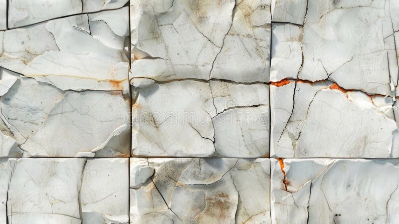 A Broken Tile with Several Visible Cracks, Emphasizing Its Weathered ...