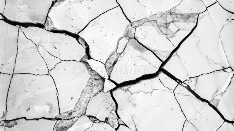 A Broken Tile with Several Visible Cracks, Emphasizing Its Weathered ...