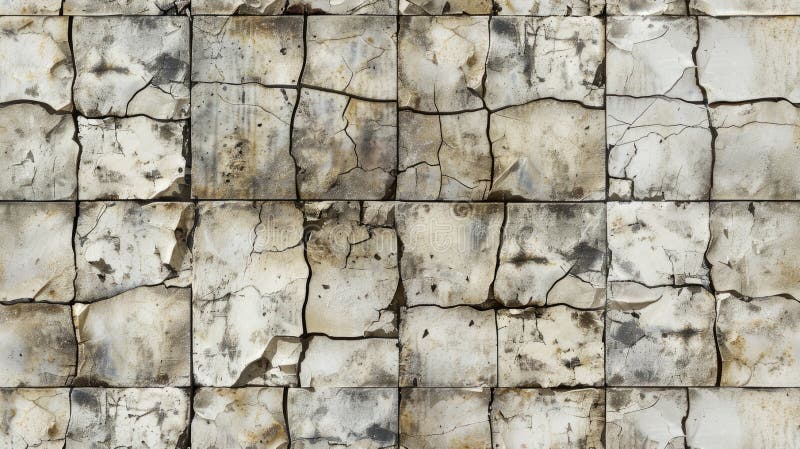 A Broken Tile with Several Visible Cracks, Emphasizing Its Weathered ...