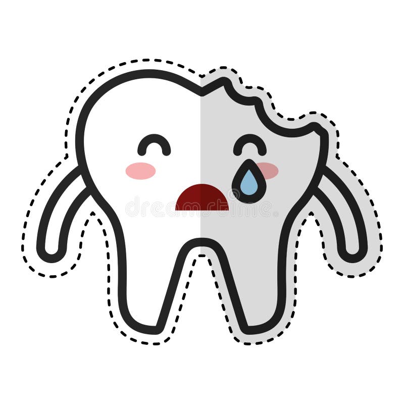 Broken Tooth Sad Character Icon Stock Vector - Illustration of humor ...