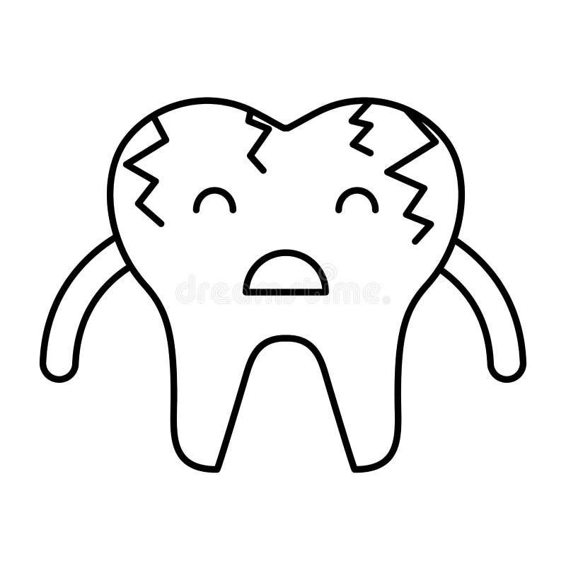 Broken Tooth Sad Character Icon Stock Vector - Illustration of dentist ...