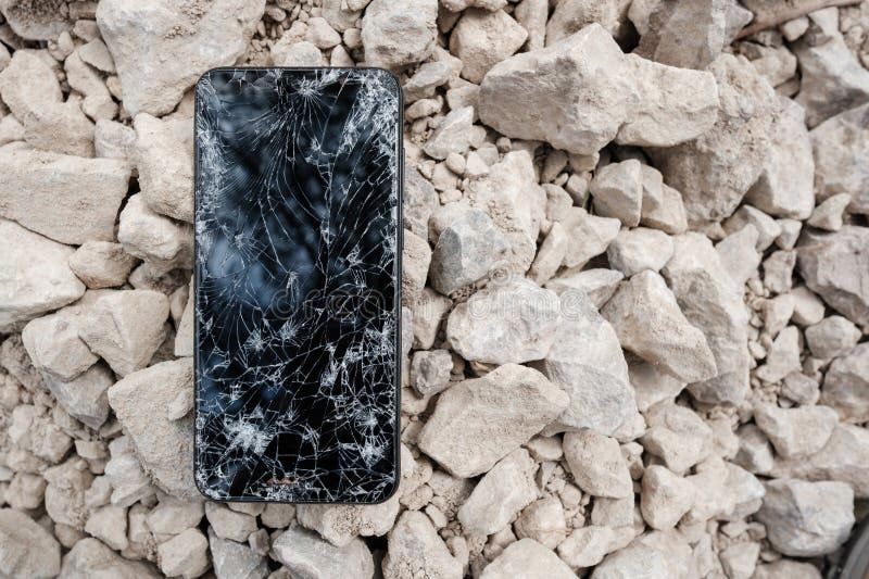 Broken Touch Screen Phone with Cracked Screen Stock Photo - Image of ...