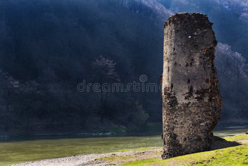 Broken tower on Olt river stock photo. Image of architecture - 143750484