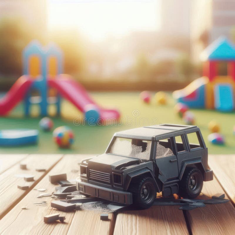 A Broken Toy Car on the Playground. Stock Photo - Image of damage ...