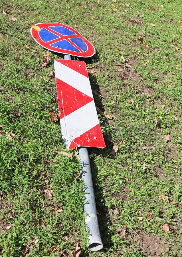 Broken Traffic Signs on the Street Stock Image - Image of stop, sign ...