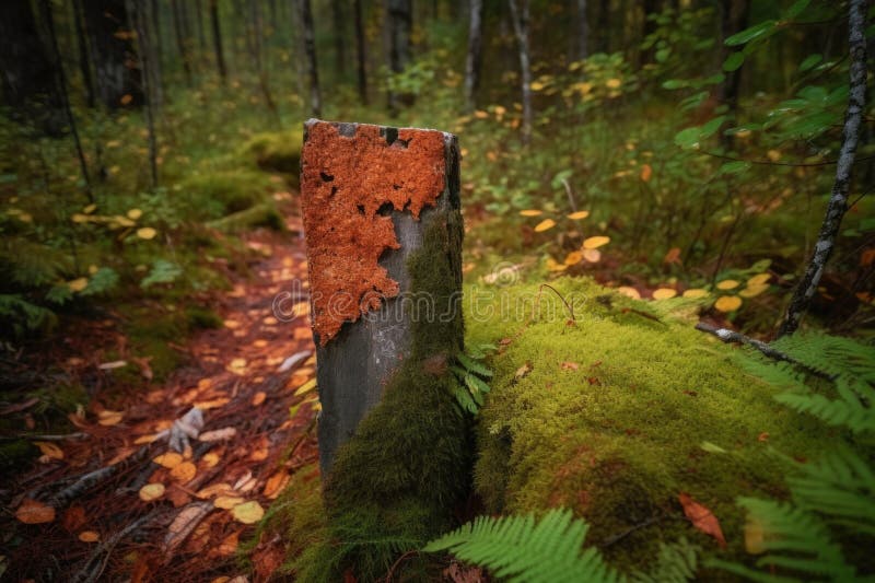 Broken Trail Marker with Missing Piece, Leading the Way Stock ...
