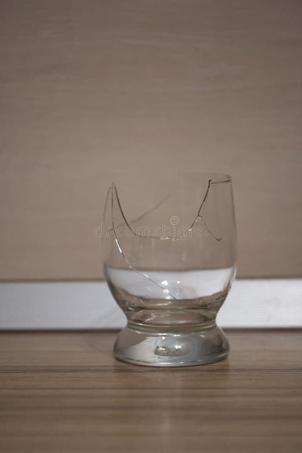 Broken Transparent Drinking Glass in the Kitchen Stock Image - Image of ...